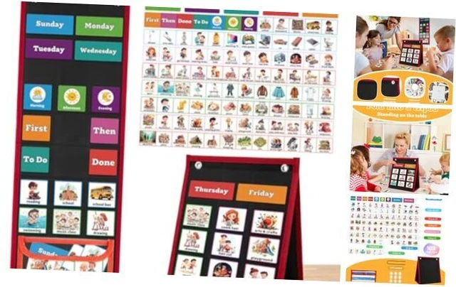 VISUAL SCHEDULE FOR Kids Chore Chart，2 in 1 Daily Schedule Board ...