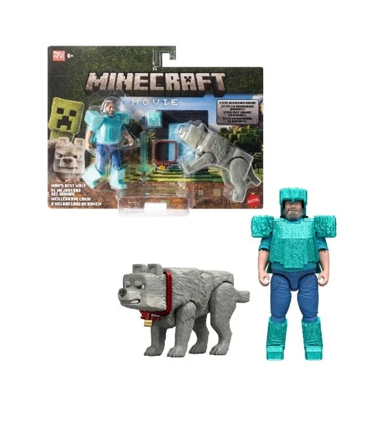 2025 MINECRAFT MOVIE MAN'S BEST WOLF Diamond Amor Steve Dennis Figures ...