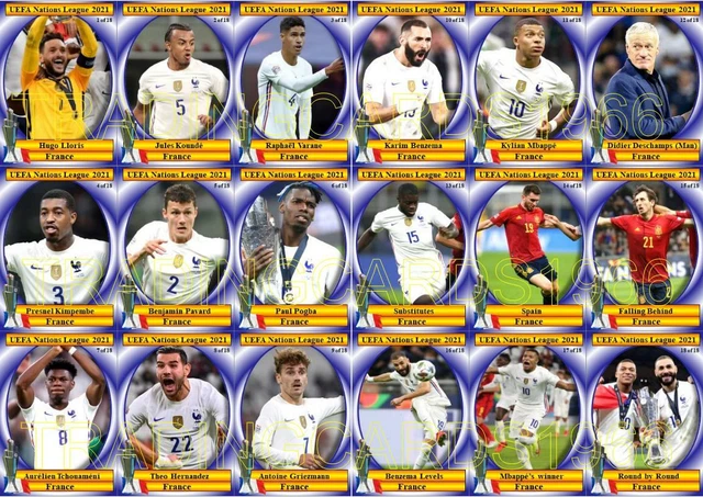 FRANCE 2021 UEFA Nations League Final Winners Football Trading Cards ...