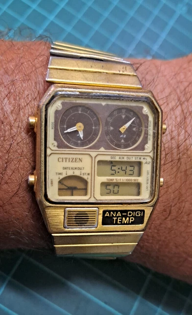 RARE VINTAGE(1984) CITIZEN 8988-Q01971 HSB ANA-DIGI TEMP *Original no ...