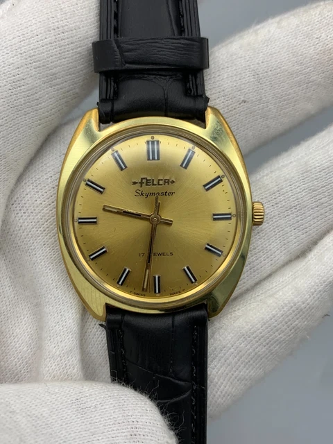 VINTAGE FELCA SKYMASTER Manual Hand Winding 17 Jewels Men Swiss Made ...