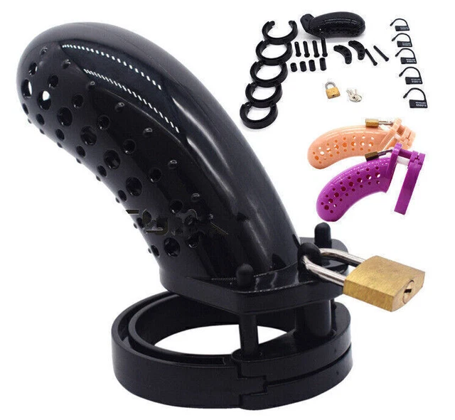 5-SIZE-NEW-DESIGN-MALE-CHASTITY-CAGE-DEVICE-RESTRAINT-RINGS-WITH-LOCK ...
