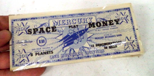 *RARE* VINTAGE 1950'S Mercury Space Play Money Univars Sealed Nos Set ...