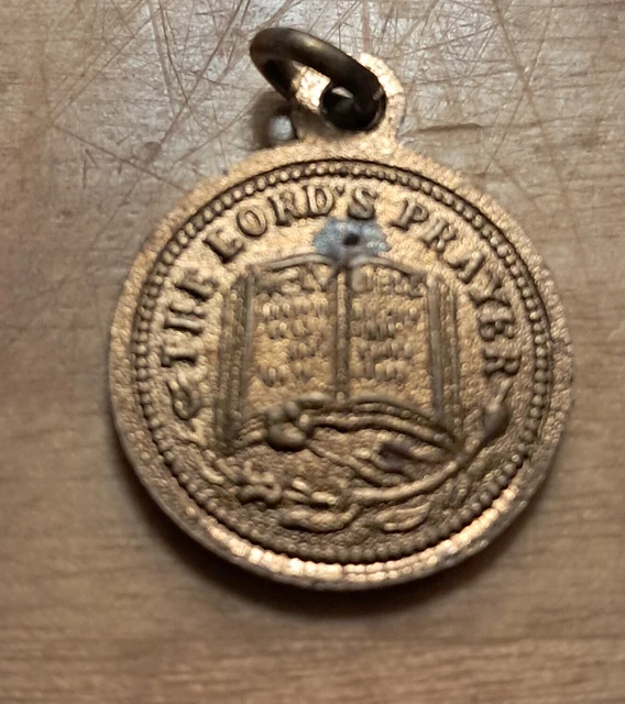 ENGLISH. ANTIQUE RELIGIOUS Medal. Lord's Prayer, Our Father. Token ...