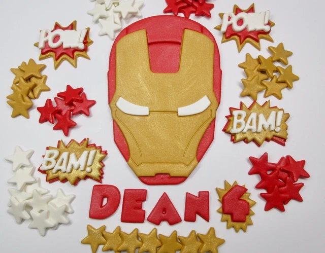 EDIBLE IRON MAN Cake Topper Personalised Fondant Iron Man cake topper ...