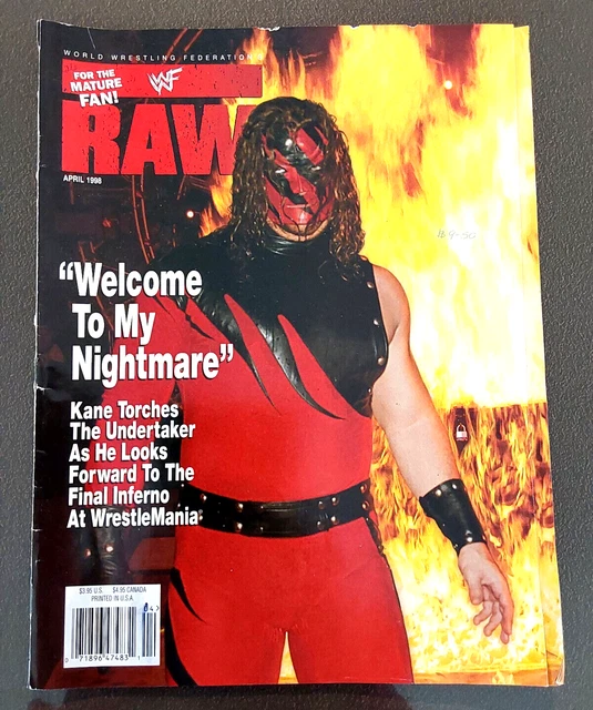 1998 APRIL WWF Raw Magazine Kane Poster Wrestling Hasbro $35.00 ...
