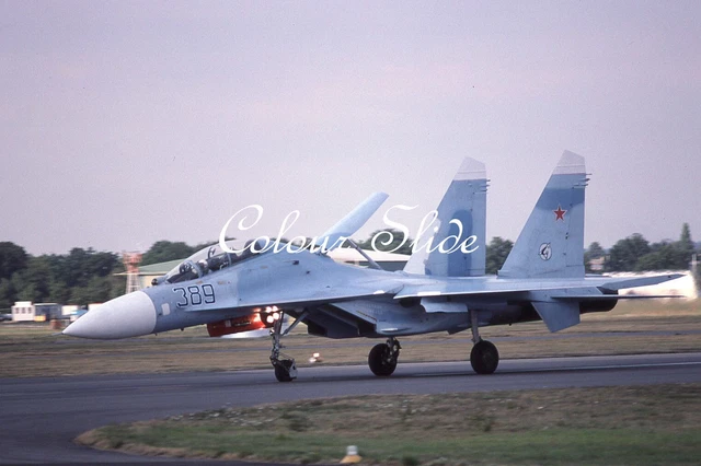 RUSSIAN AF SUKHOI SU-27, 389, Farnborough, 8.90, Colour Slide, Aviation ...