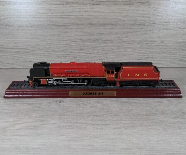 DUCHESS OF SUTHERLAND 6233 LMS Model Train on Wooden Plinth Track Mount ...