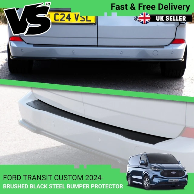 FORD TRANSIT CUSTOM 2024 Mk2 V710 Brushed Black Stainless Rear Bumper ...