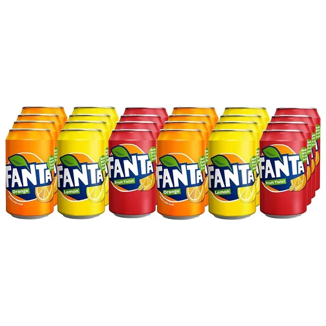 FANTA SOFT DRINK Mixed Case Cans Pack Orange Lemon Fruit Twist 24x330ml ...