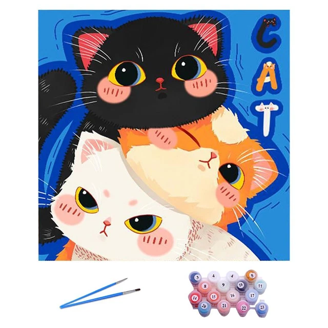 DIY DIGITAL OIL Painting Cute Little Cat Hand Coloring Decoration NE W⋆ ...