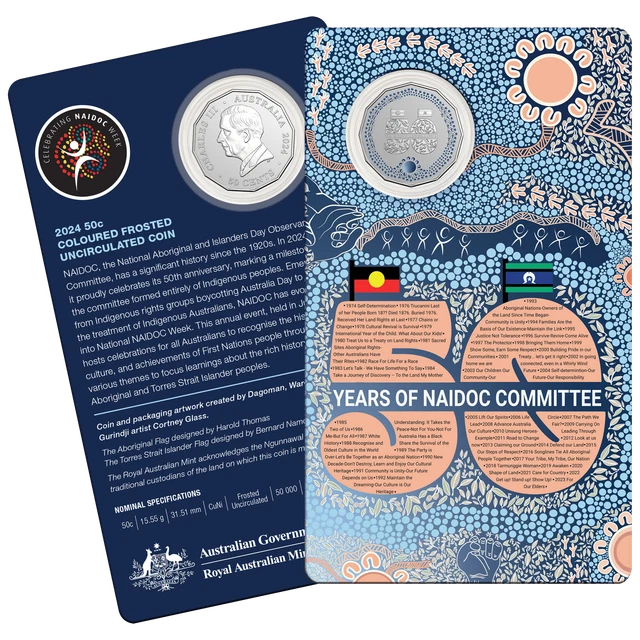 2024 NAIDOC 50TH Anniversary UNC Coloured Coin $45.00 - PicClick AU