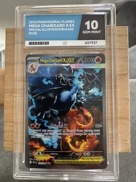 MEGA CHARIZARD X EX 125/094 SIR Phantasmal Flames - Perfect Subgrades ...