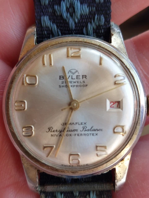 VINTAGE BULER JEMAFLEX 21 Jewels Shock Proof Berrylium Balance £25.00 ...
