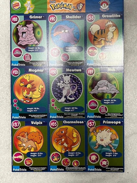UNCUT SHEETS POKÉMON Burger King Master Trainer Collection 20 Sheet Set ...