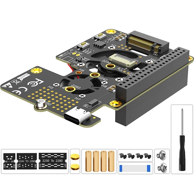 1X(FOR 5 PCIe to M.2 NVMe SSD HAT 3in1 with Dual Fan Gen2 Gen3 for ... 1X(FOR 5 PCIe to M.2 NVMe SSD HAT 3in1 with Dual Fan Gen2 Gen3 for ...