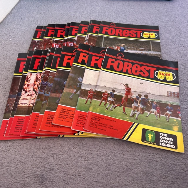 NOTTINGHAM FOREST HOME Programmes 1985-1986 Complete Season £11.11 ...