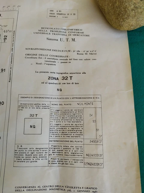 CARTA D'ITALIA STRADELLA Cartina Mappa ISTITUTO GEOGRAFICO MILITARE 1: ...
