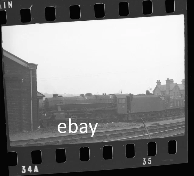 ORIGINAL 35MM NEGATIVE OF LMS STEAM LOCO 44887 MIRFIELD SHED 24/3/67. £ ...