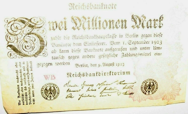 FIVE MILLION MARK Deutsche Reichsbank Note August 1923 Berlin German ...