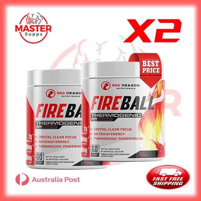 2 X RED Dragon Nutrition Fireball Thermogenic Fat Burner Pre Workout ...