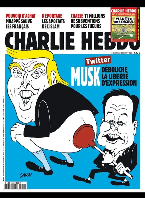 1 CHARLIE HEBDO DONALD TRUMP Elon Musk x Twitter / Les mollahs femme ...