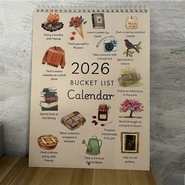2026 BUCKET LIST Calendar Wish List Calendar Monthly Schedule Wall Art ...