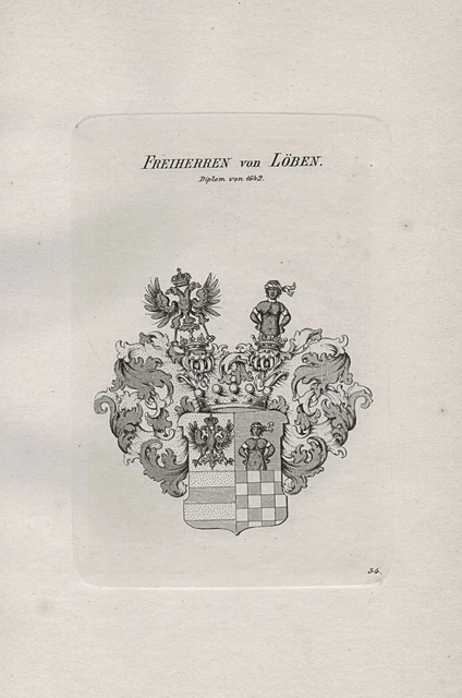 1830 LÖBEN LOEBEN Armoiries Coat Of Arms Gravure sur Cuivre Engraving ...