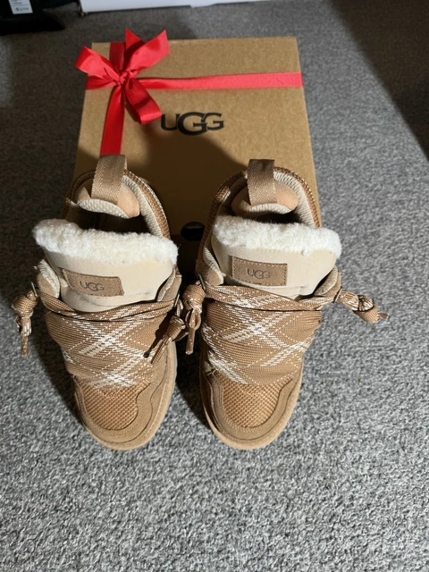 UGG WOMEN'S LOWMEL Chestnut Suede Sheepskin Trainers, Size UK 6 £92.22 ...