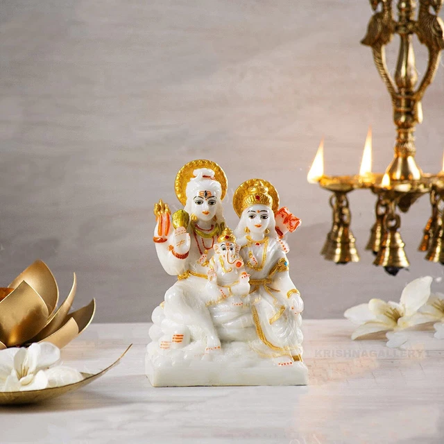 INDIAN TRADITIONAL ANTIQUE Marble Lord Shiv Family Statue For Gift £25. ...