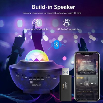 LED GALAXY PROJECTOR Light Starry Sky Star Bluetooth Music Night Light ...