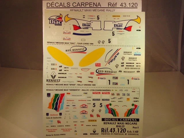 RENAULT MEGANE MAXI Rally Part 1 Decals 1 - Carpena 43120 £11.29 ...