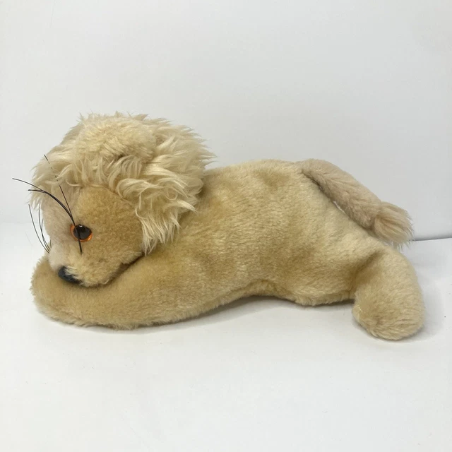 VINTAGE 1978 ETONE Plush Lion 9" Laying Stuffed Animal Toy Cat $20.00 ...