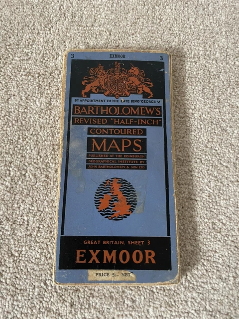 BARTHOLOMEWS REVISED “HALF inch” maps contoured Exmoor 1940s Vintage £4 ...