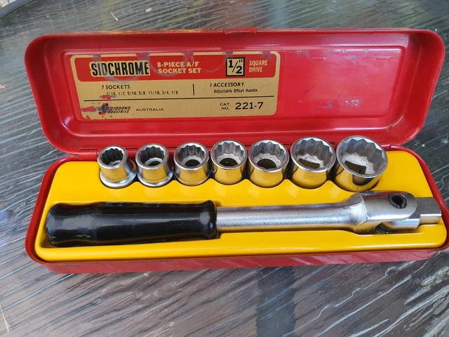 🔥SIDCHROME💥VINTAGE🔥8 PIECE SOCKET set Virtually Unused 🔥Please Inspect ...