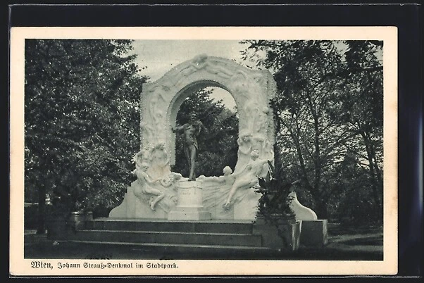 AK DEUTSCHER SCHULVEREIN NR 1433: Wien, Johann Strauß-Denkmal im Stadtpark EUR 6,00 - PicClick DE