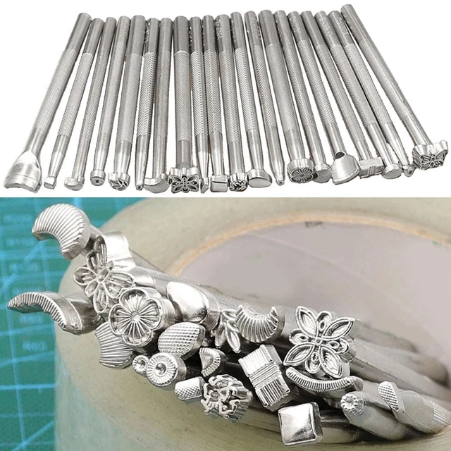 20 PIÈCES ENSEMBLE d'outils d'estampage de travail en cuir acier ...