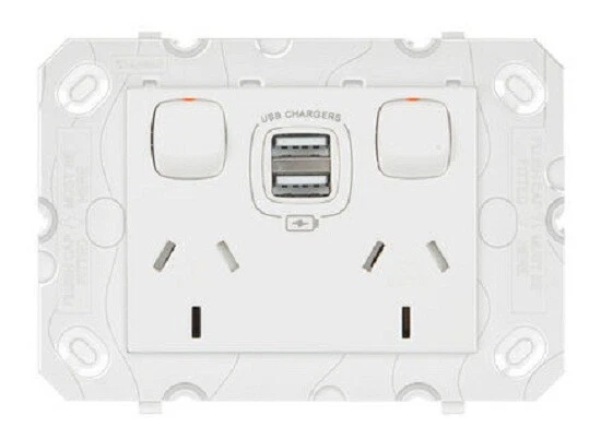 LEGRAND ARTEOR ENGRAVED HORIZONTAL POWERPOINT 2-Gang 10A 240V USB Port ...