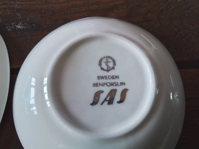 2 MINI SAS air cup bowl butter pats airlines airways first class dish ...