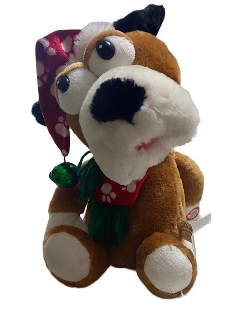 DAN DEE ANIMATED Plush Jingle Bells Christmas Singing Dancing Dog Santa ...