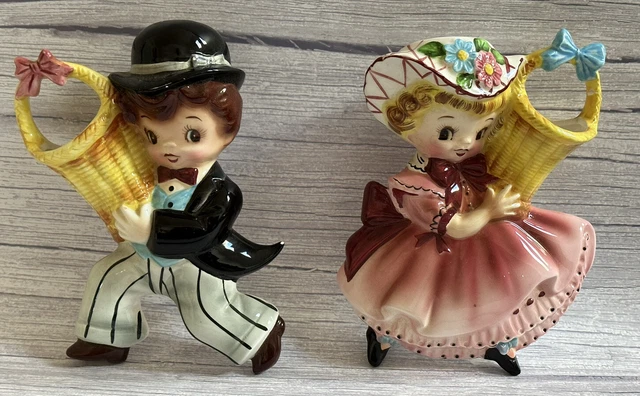 Miss Dainty And Mr Cutie Pie Wall Pockets Plaque Lefton Vintage 2628 Napco Eur 11438 Picclick Fr