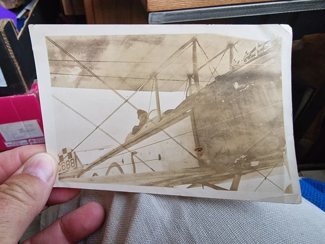 ROYAL FLYING CORPS PILOT IN WW1 BIPLANE C688. ORIGINAL WW1 PHOTO 13x9cm ...