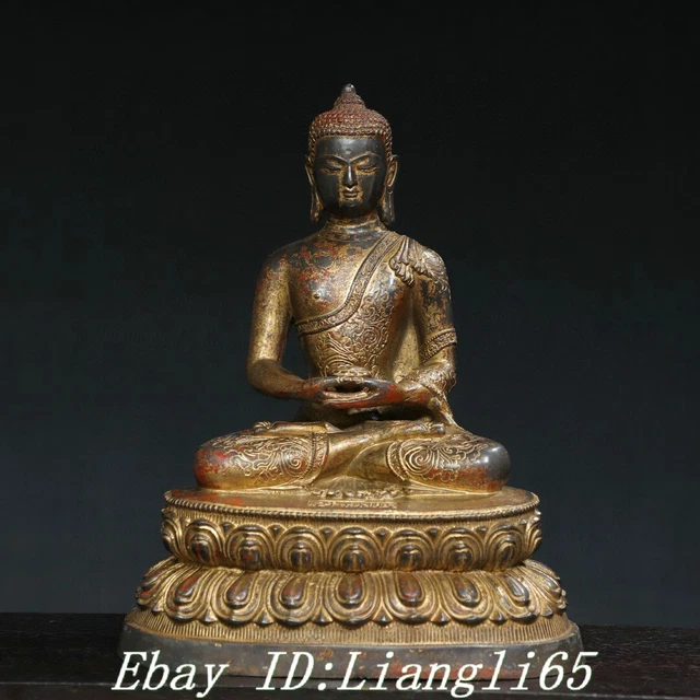 11.8& OLD MING Dynasty Tibet Bronze Shakyamuni Sakyamuni Amitabha Buddha Statue EUR 270,00 ...