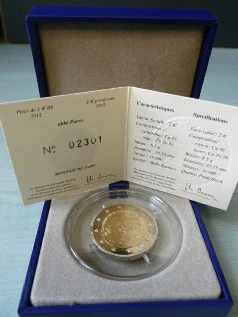 FRANCE 2 EUROS 2012 BE PROOF - Abbé Pierre EUR 48,00 - PicClick IT