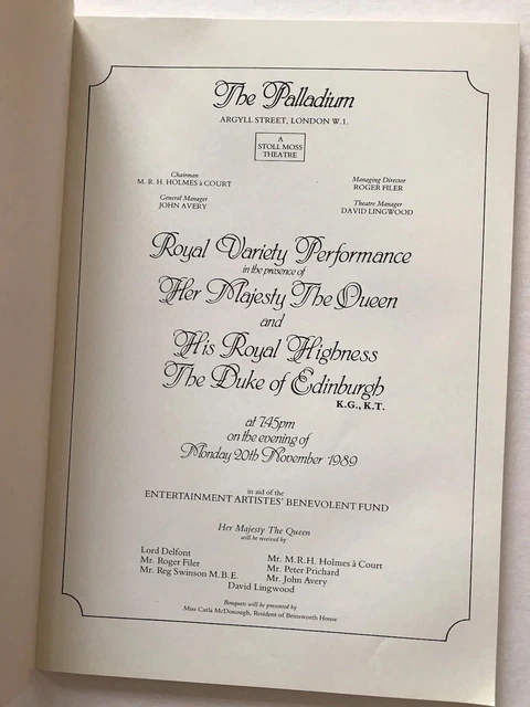 THE ROYAL VARIETY Performance 1989 Programme - Janet Jackson, Tina ...