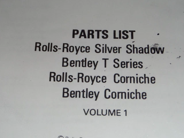 ROLLS ROYCE SILVER Shadow I / Bentley T1 / Corniche EUR 299,00 ...