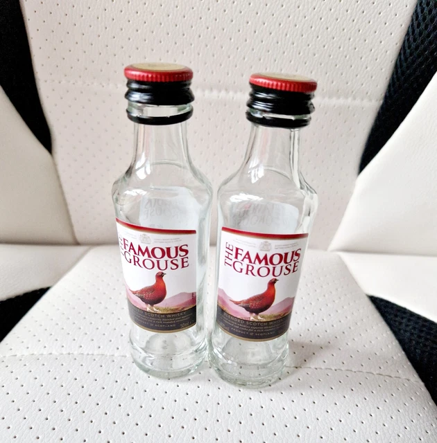 THE FAMOUS GROUSE 2x Mini Empty Glass Whisky Bottle 50ml With Lids £2. ...