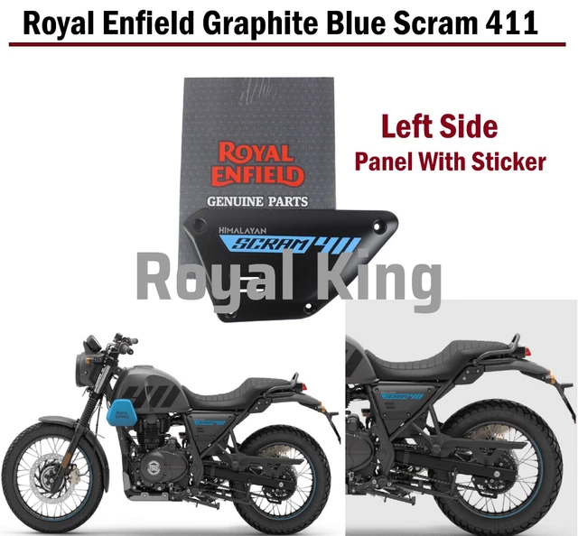 ROYAL ENFIELD &GRAPHITE Blue Scram 411" Left "Side Panel With Sticker ...