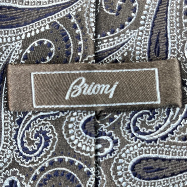 BRIONI SILK NECKTIE Paisley Pattern Luxury Handmade in Italy 5ft.X3 1 ...