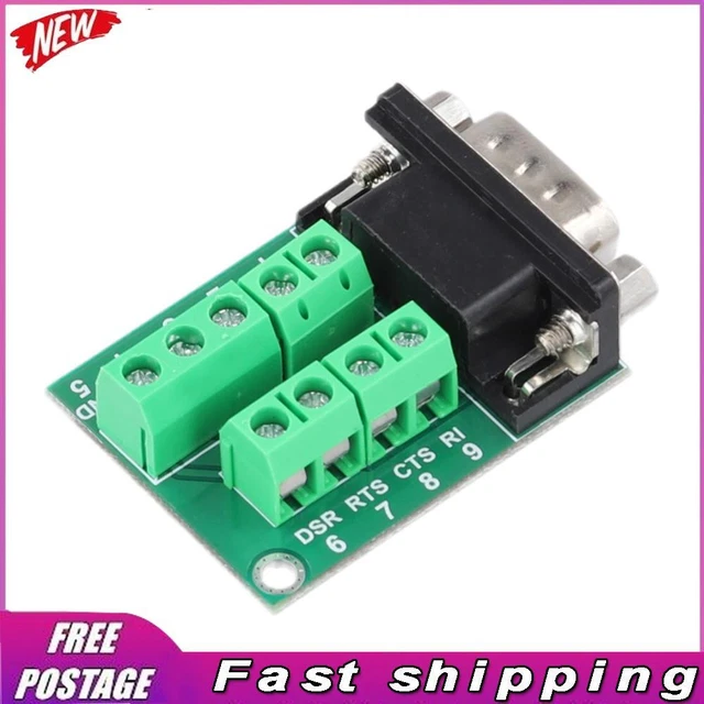 D-SUB 9 PIN Breakout Board Black+Green DB9 RS232 Cable Female Connector ...